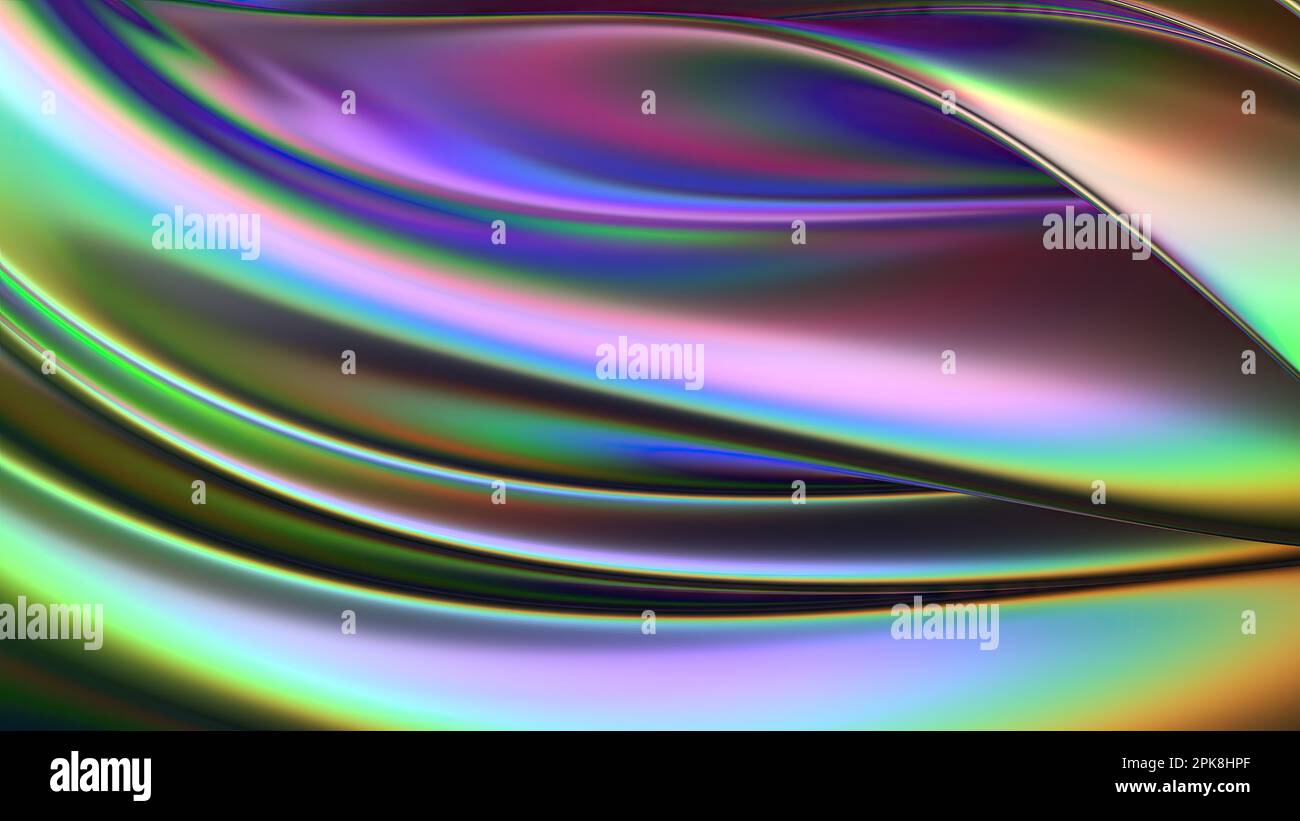 Rainbow chrome stream-like metal plate psychedelic cyberpunk modern 3d ...