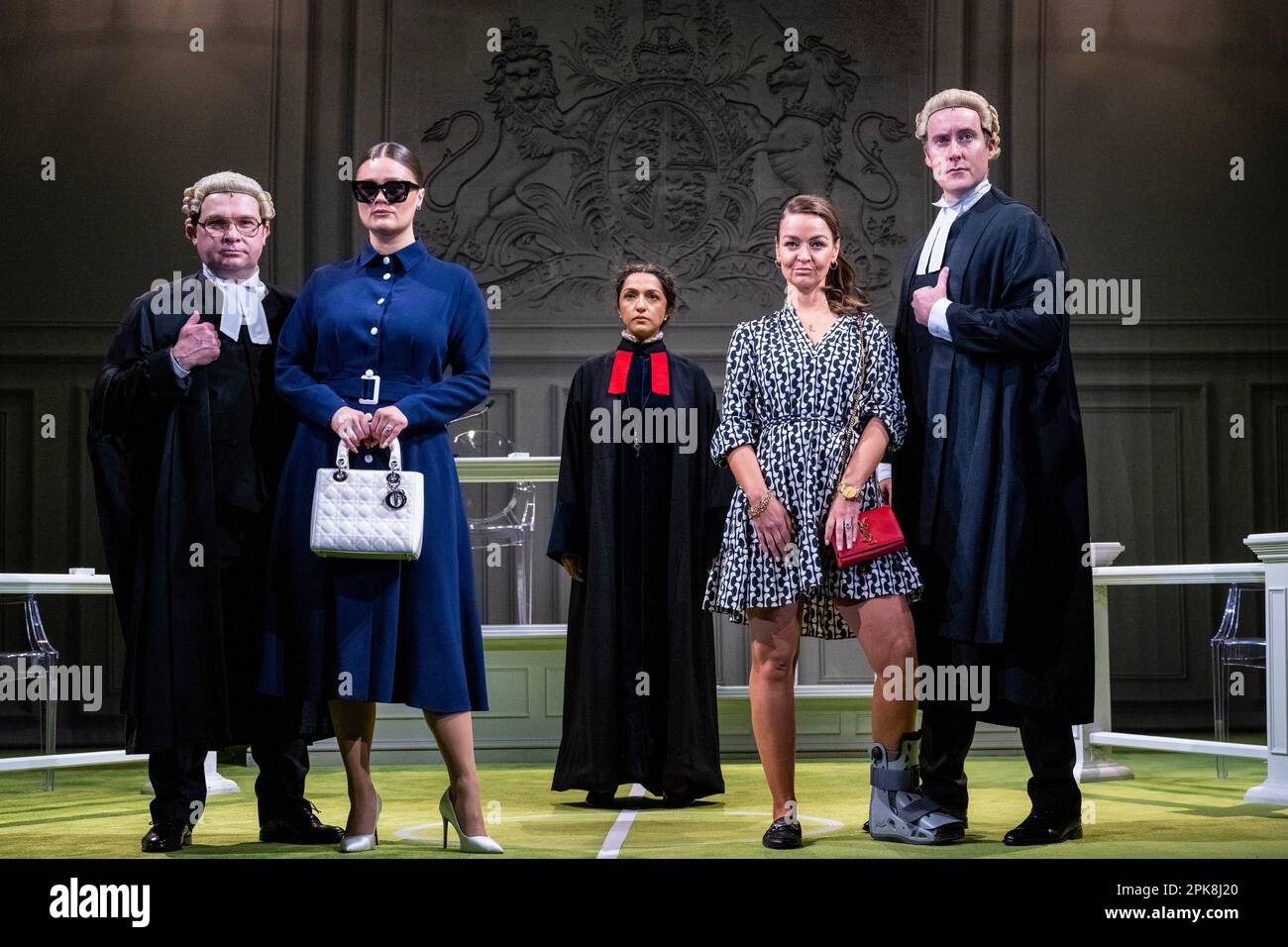 London, UK. 6 April 2023. (L to R) Jonathan Broadbent as Hugh Tomlinson ...