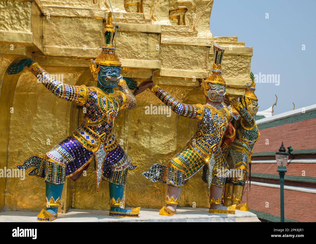 Close up view of a demon guard statue at the Grand Palace in Bangkok ...
