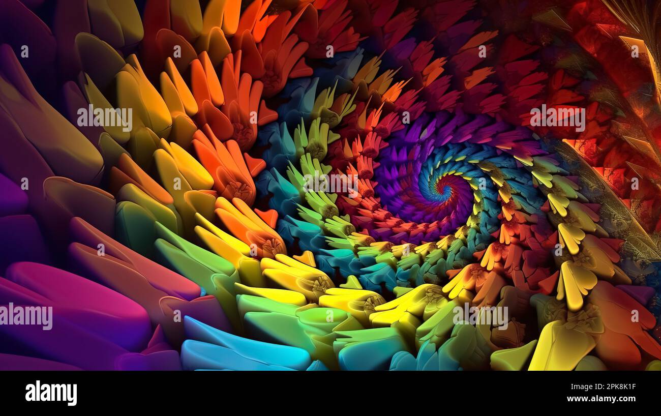 Close up 3d render of abstract psyhedelic colorful background texture ...