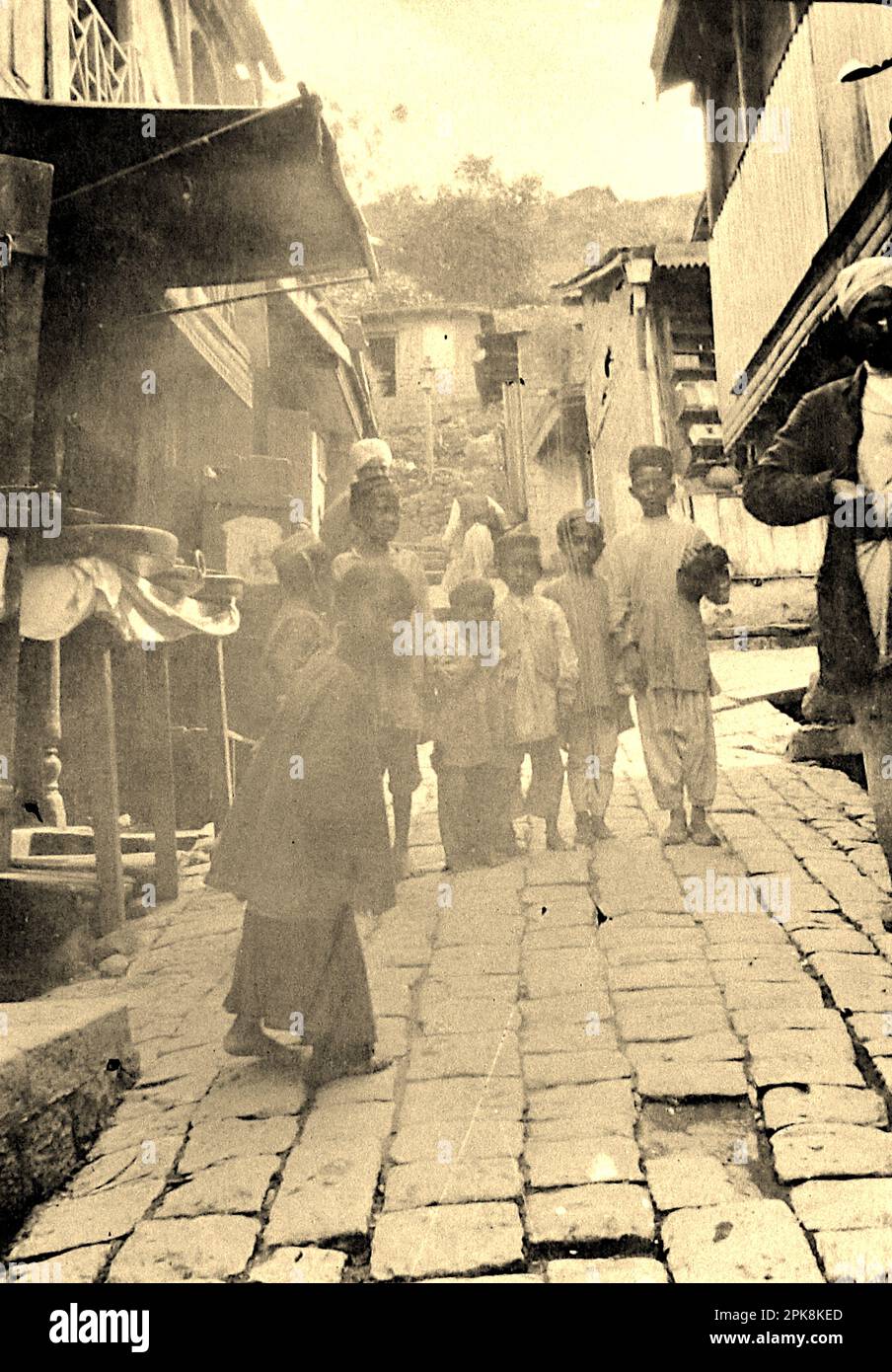 Children in the bazaar in Dagshai, a cantonment town in the Solan ...