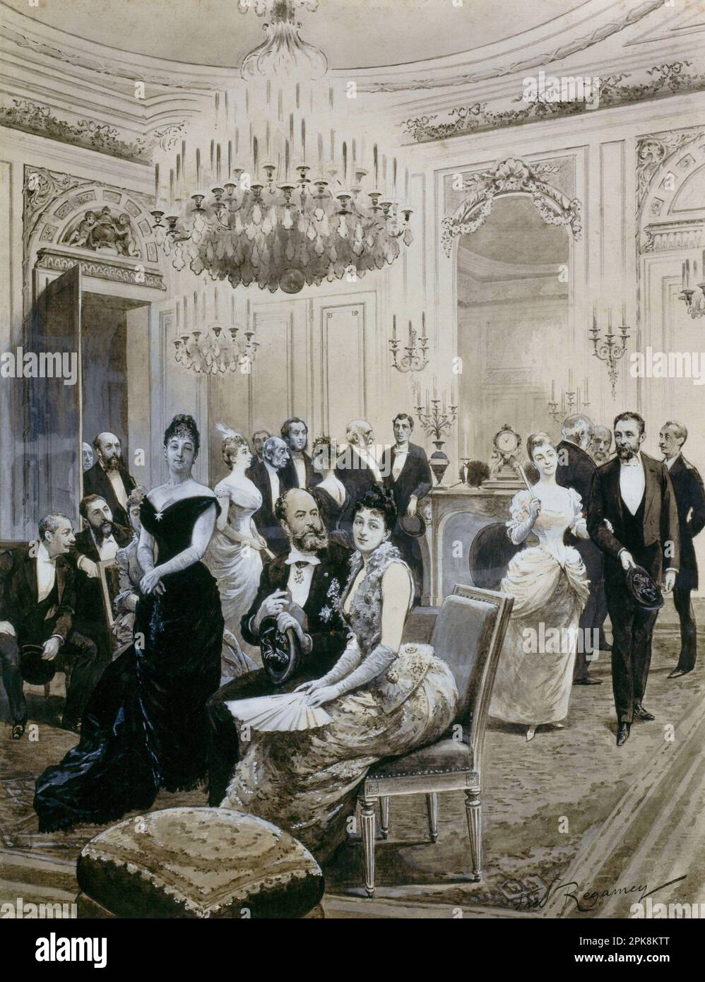The living room of the Countess de la Ferronnaye by Frédéric Régamey ...