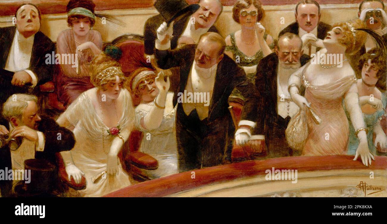 The latecomers 1914 by Albert Guillaume ( On the balcony of a theater ...