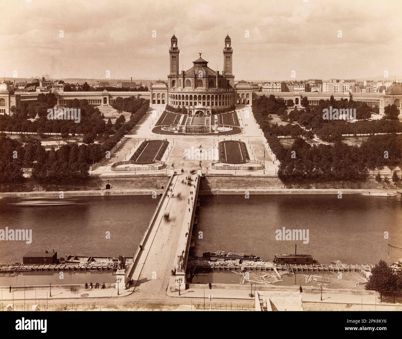 Panorama of the Trocadéro, view taken from the Eiffel tower, Paris, 7th ...