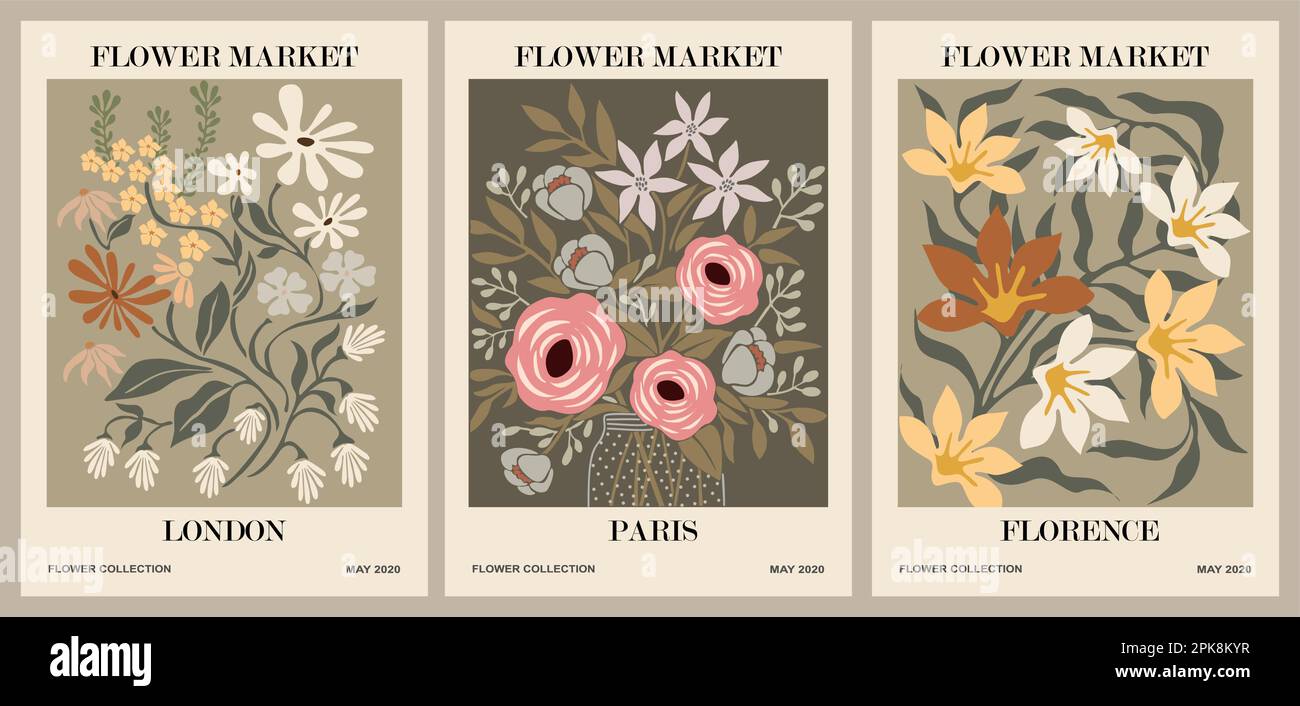 Set of abstract Flower Market posters, prints Stock Vector Image & Art ...