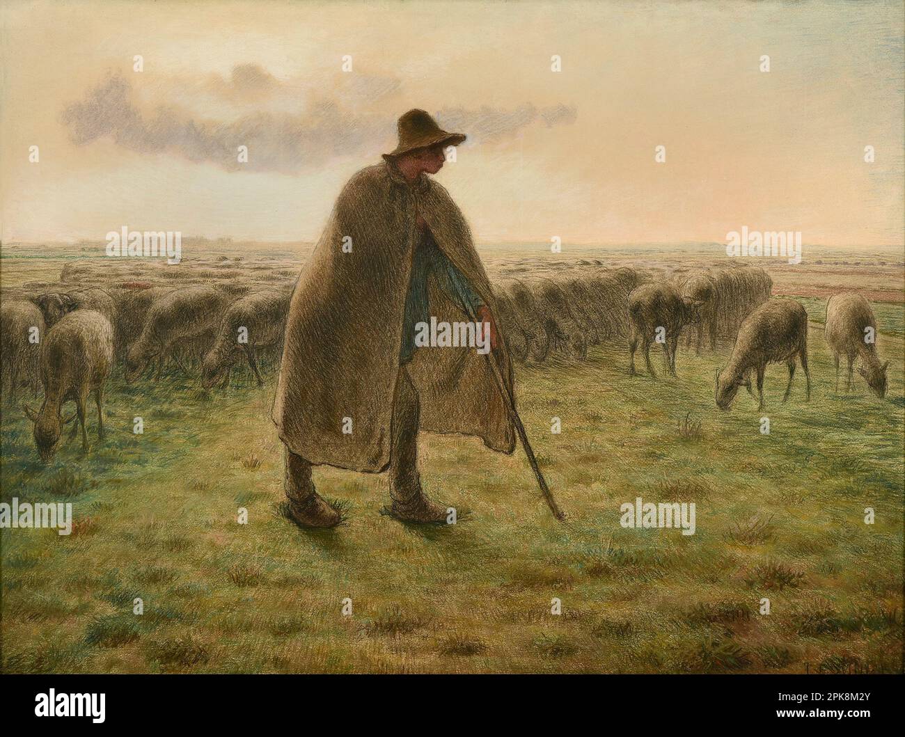 Shepherd guarding his flock 1865 by Jean-François MILLET , museum of ...