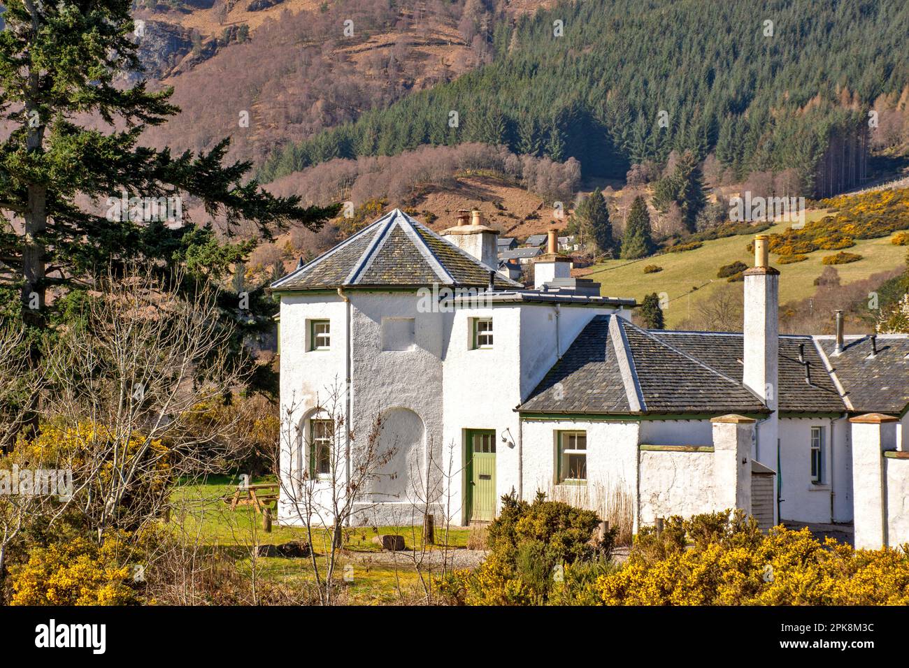 Bona Lighthouse Lochend Scotland a white building at the end of Loch ...