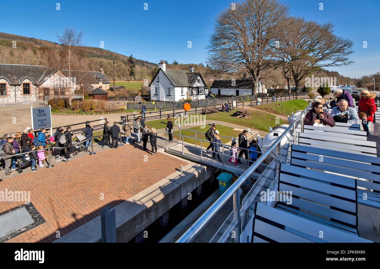 Caledonian Canal at Dochgarroch near Inverness Scotland passengers on ...