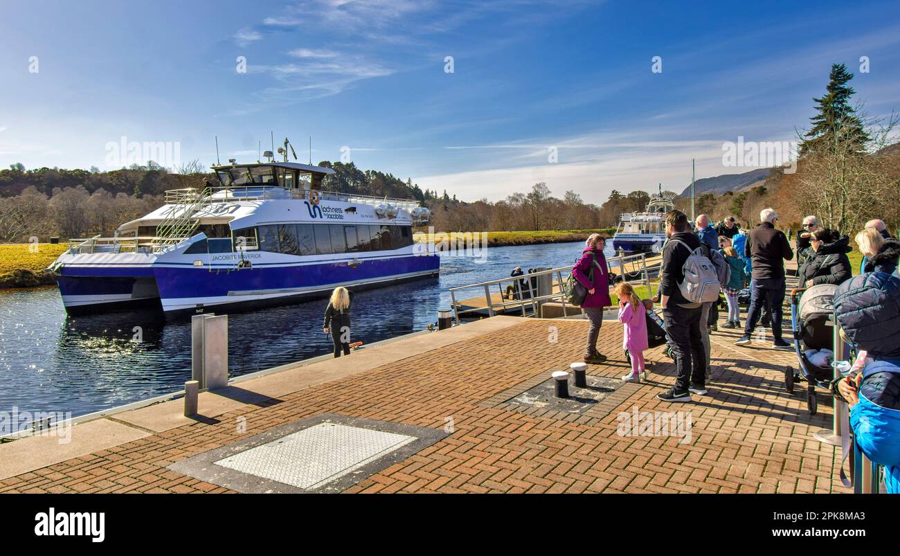 Caledonian Canal at Dochgarroch near Inverness Scotland passengers ...