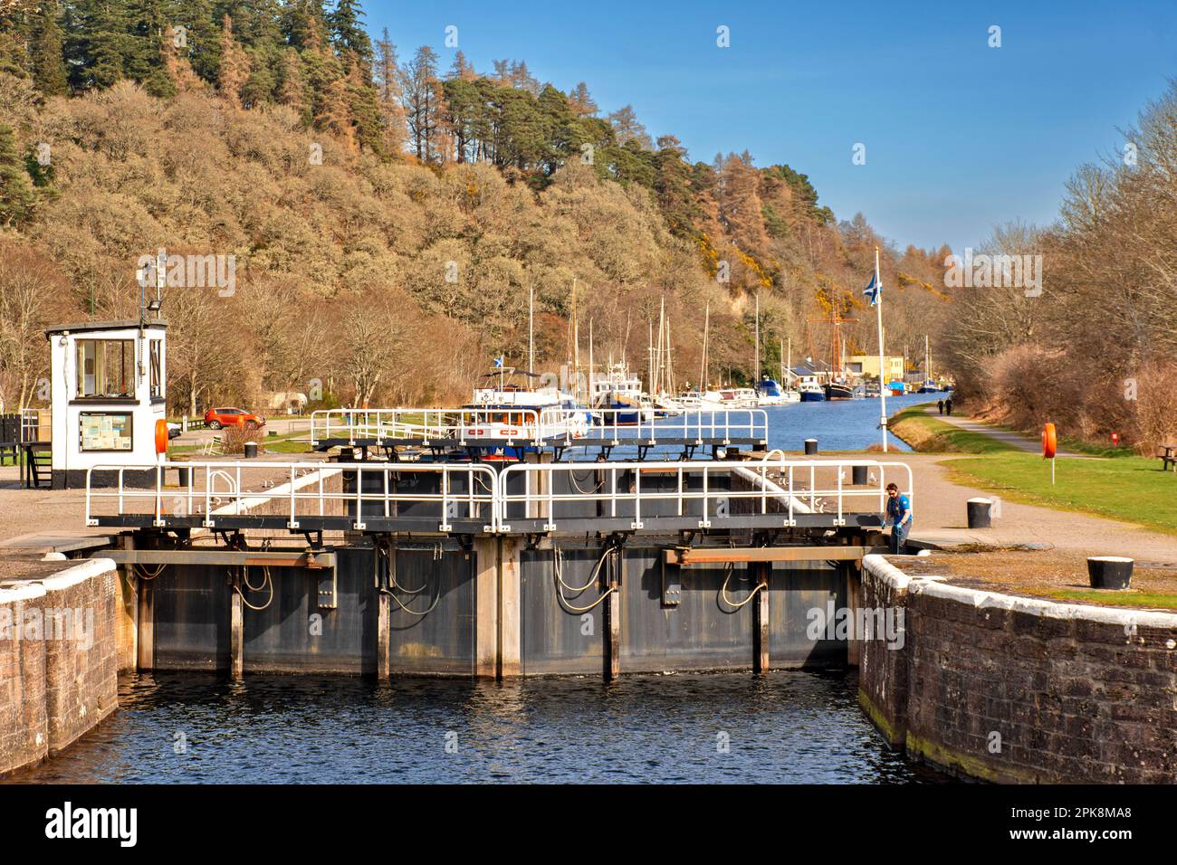 Caledonian Canal at Dochgarroch near Inverness Scotland the lock gates ...
