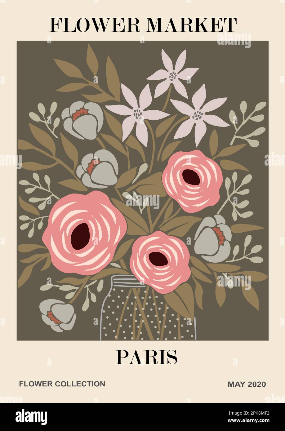 Abstract Flower Market Paris poster vector art Stock Vector Image & Art ...