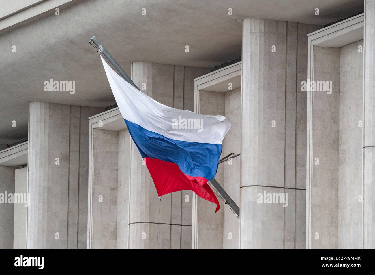 Russia, Moscow. A Russian flag on the facade of a building Stock Photo ...