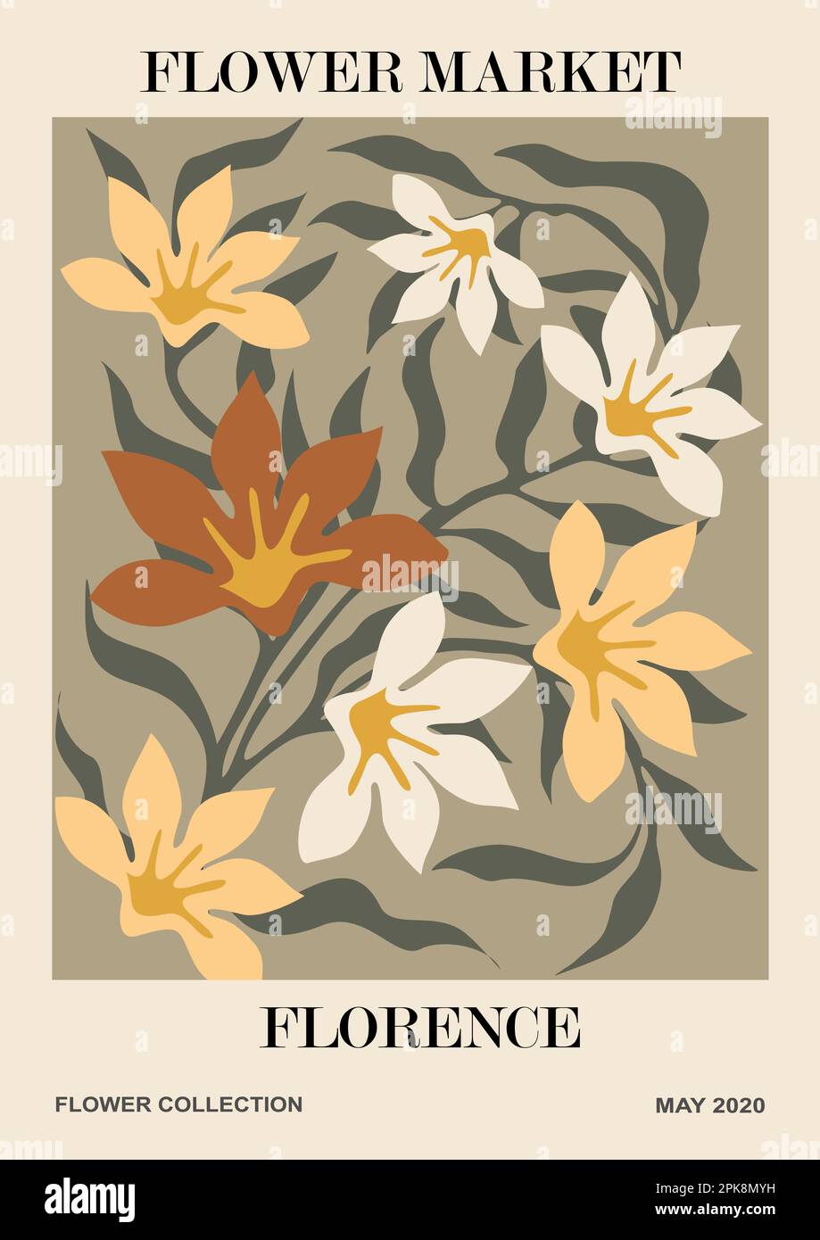 Abstract Flower Market Florence poster vector art Stock Vector Image ...