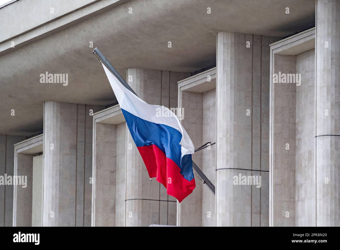 Russia, Moscow. A Russian flag on the facade of a building Stock Photo ...