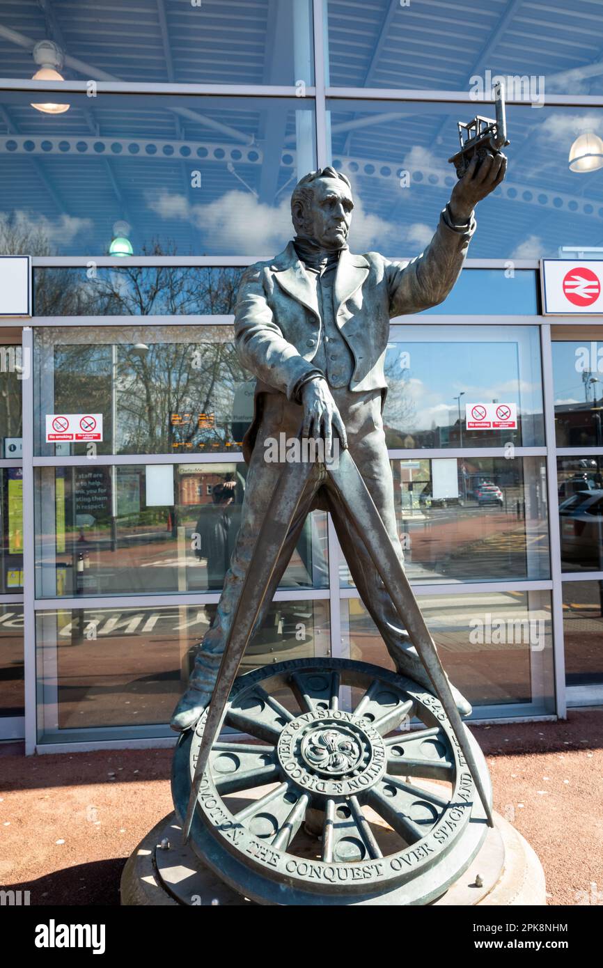 George Stephenson Statue outside Chesterfield Railway Station in ...