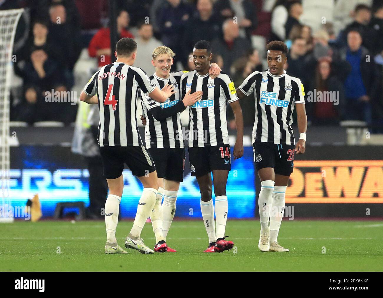 Newcastle United's Alexander Isak (second right) celebrates scoring ...