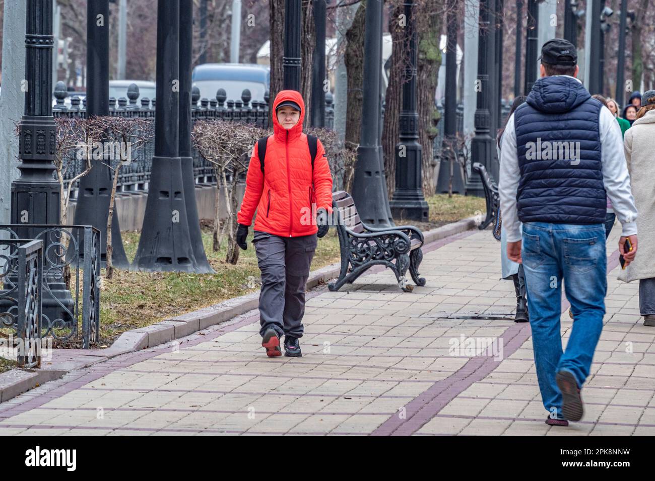Russia, Moscow. People are seen in a city street in spring Stock Photo ...