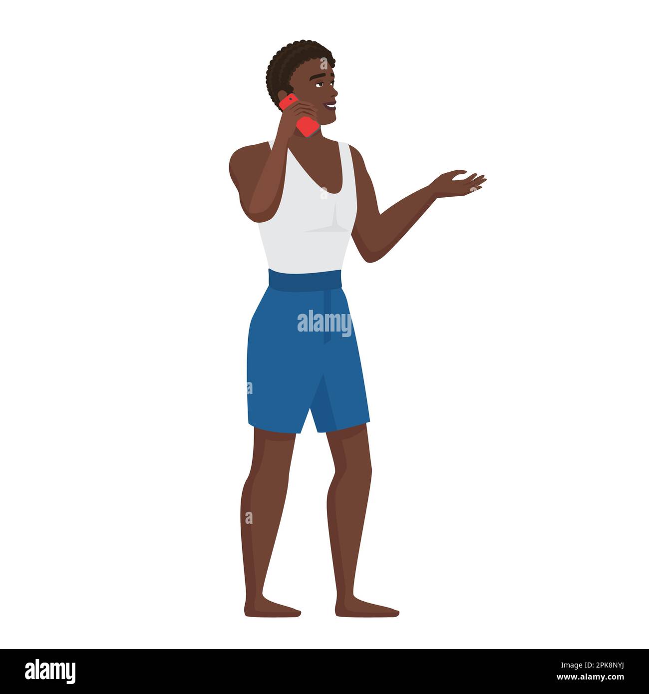 Sport male trainer talking on phone. Fitness boy instructor, gym coach ...