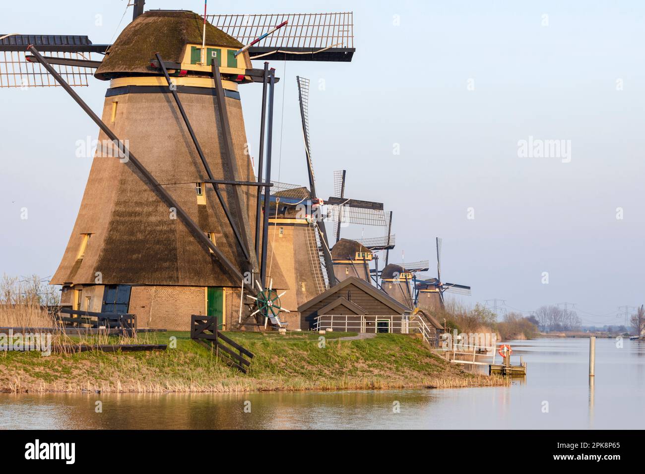 Five windmills at Kinderdijk UNESCO world heritage site Stock Photo - Alamy