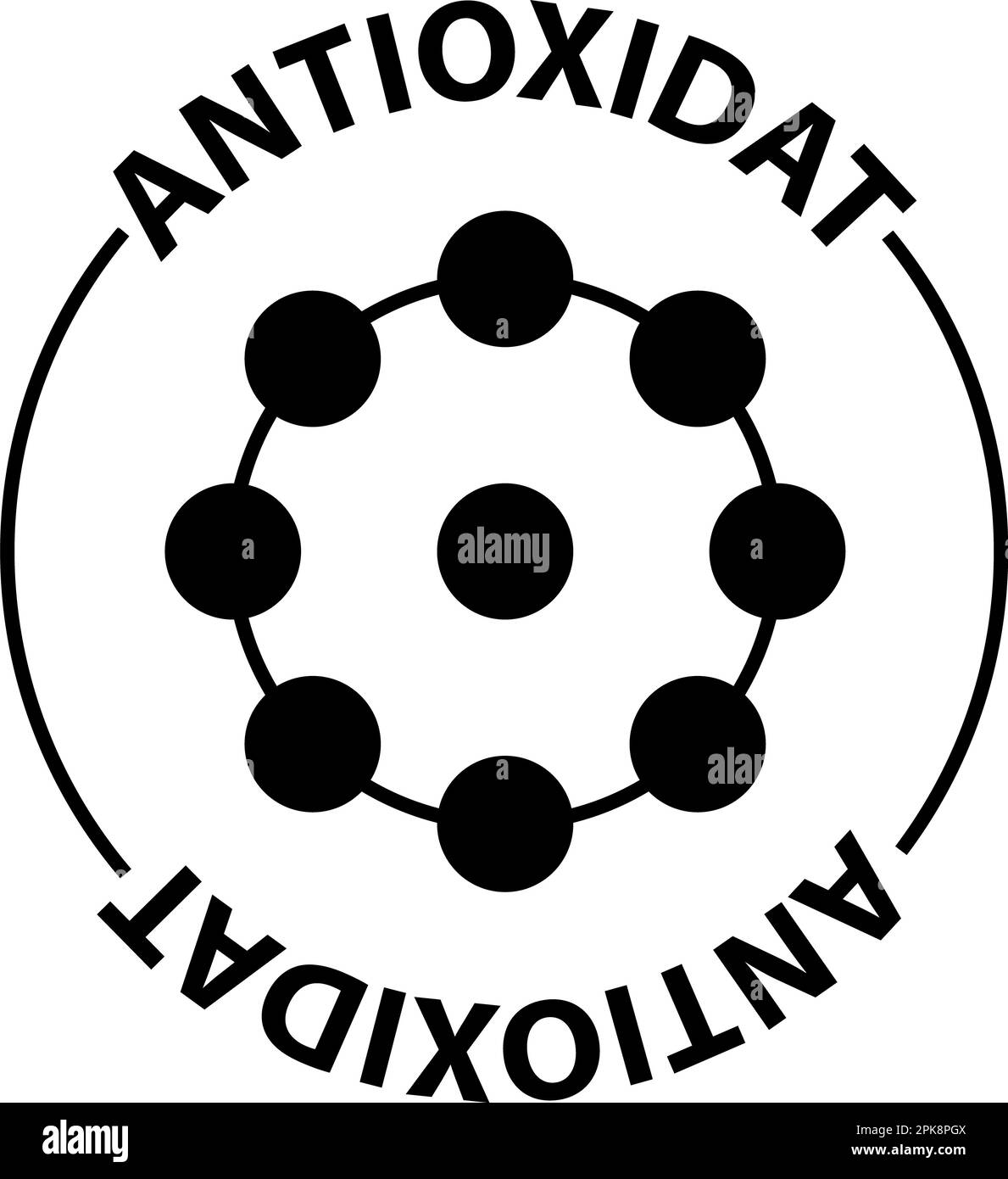 Antioxidant icon on white background. Radical free oxidant molecule ...