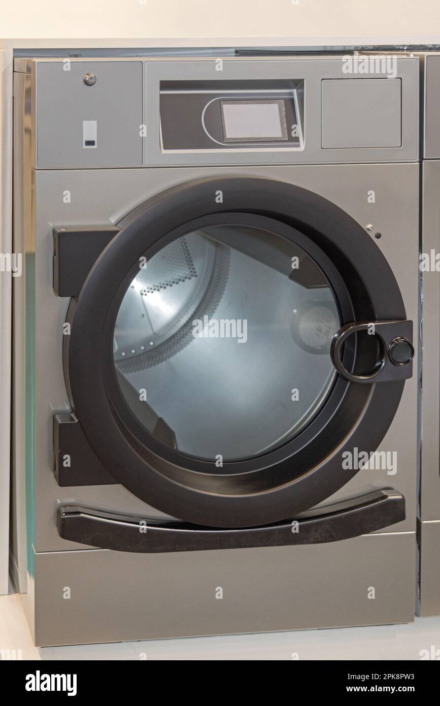 Large Capacity Clothes Dryer Machine Turning Drum Drying Process Stock Large Capacity Clothes Dryer Machine Turning Drum Drying Process Stock