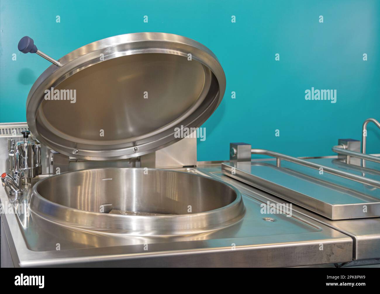 Large Electric Boiling Pan Indirect Heat in Restaurant Kitchen Stock ...