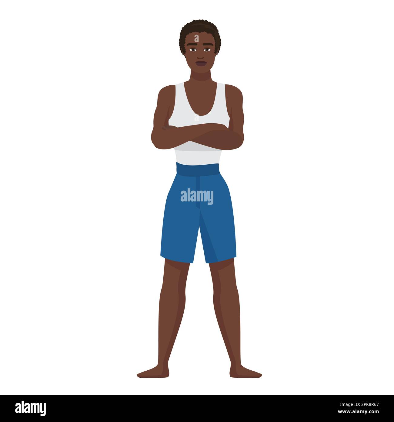 Confident sport male trainer. Fitness instructor in standing position ...