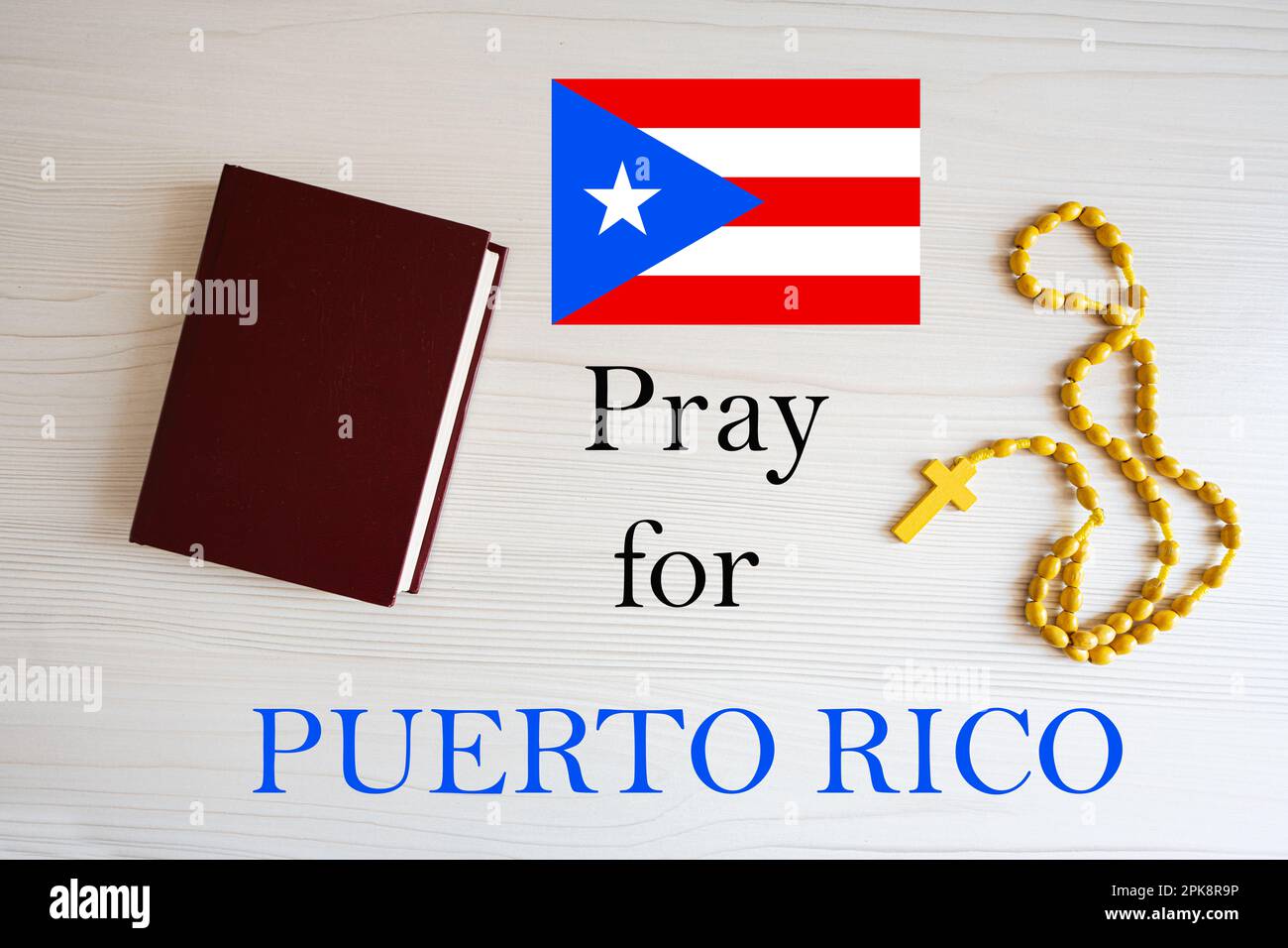 Pray for Puerto Rico. Rosary and Holy Bible background Stock Photo - Alamy
