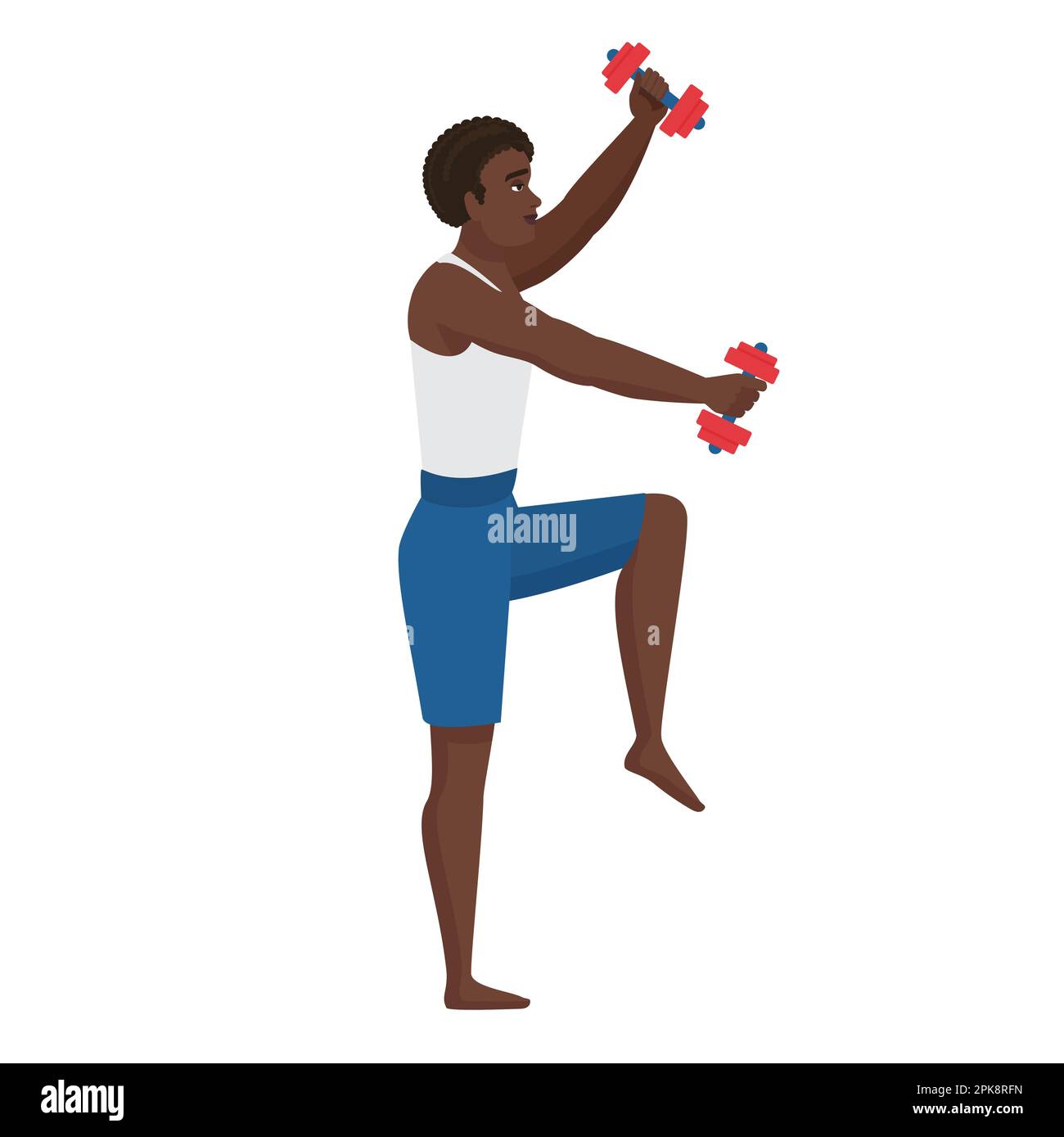 Sport instructor with dumbbells. Fitness coach, gym workout training ...