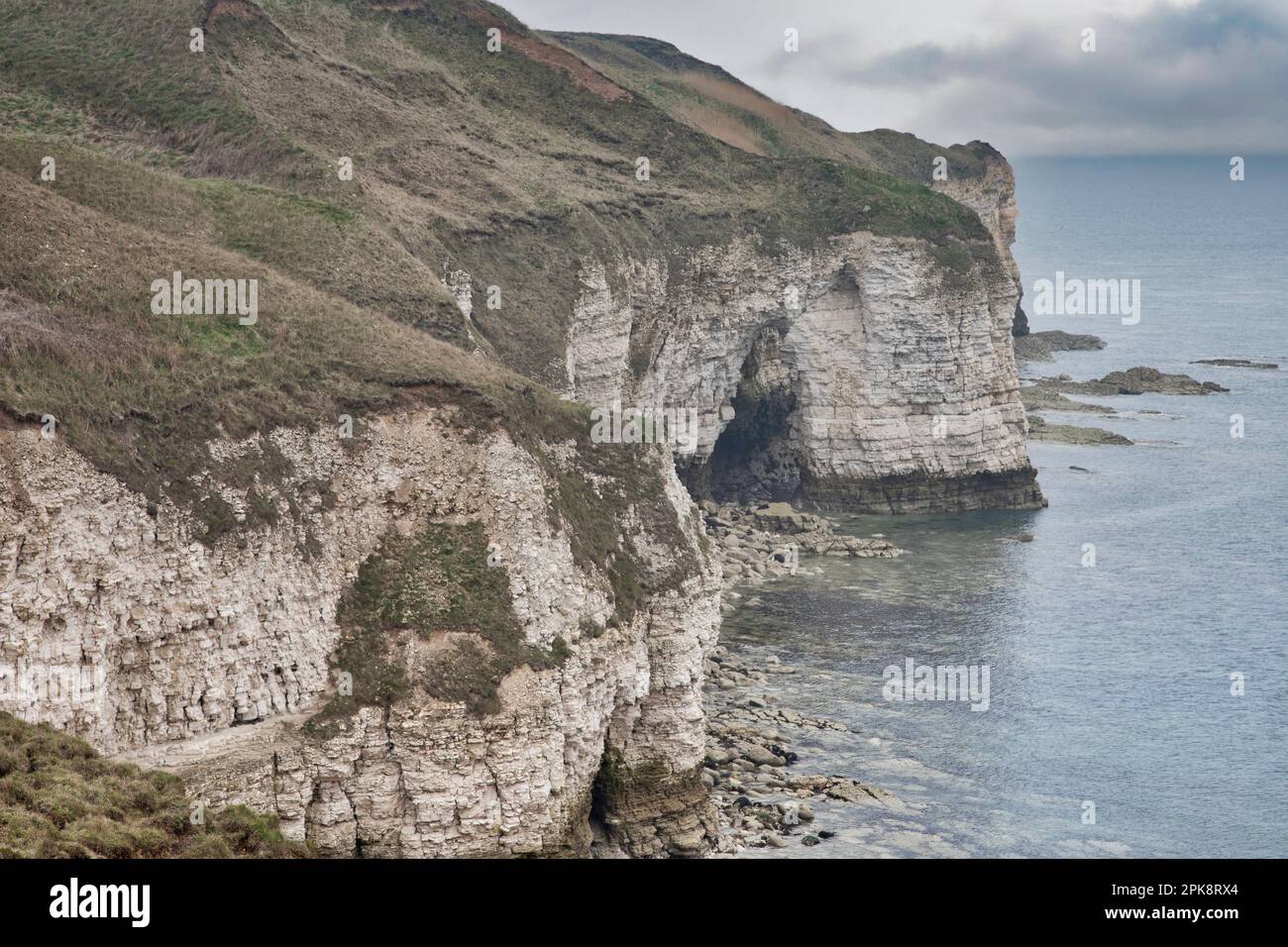 the chalk cliffs at North Bay East Yorkshire Stock Photo - Alamy