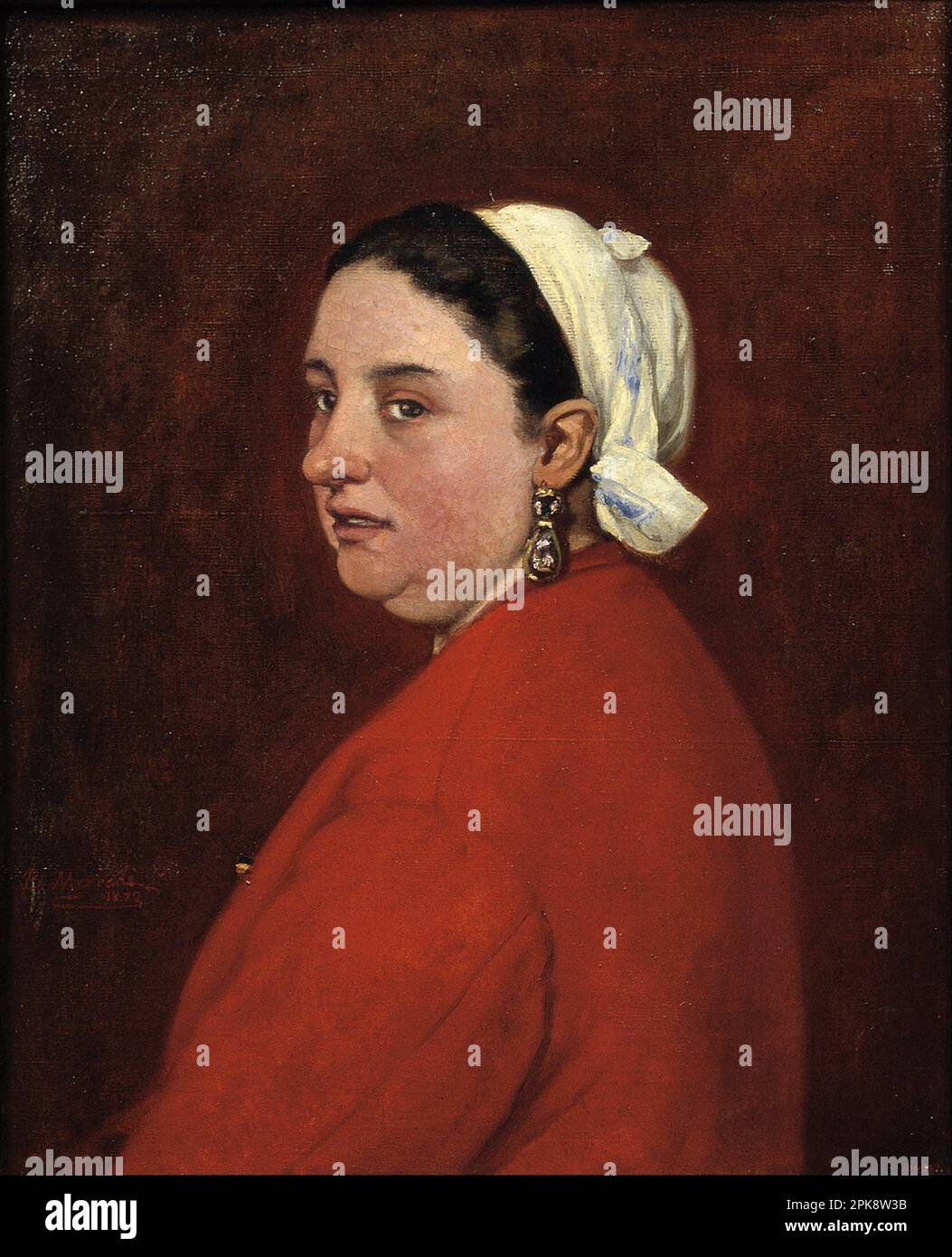 Portrait of Senyora Anita with Red Dress 1872 by Benet Mercade Stock ...