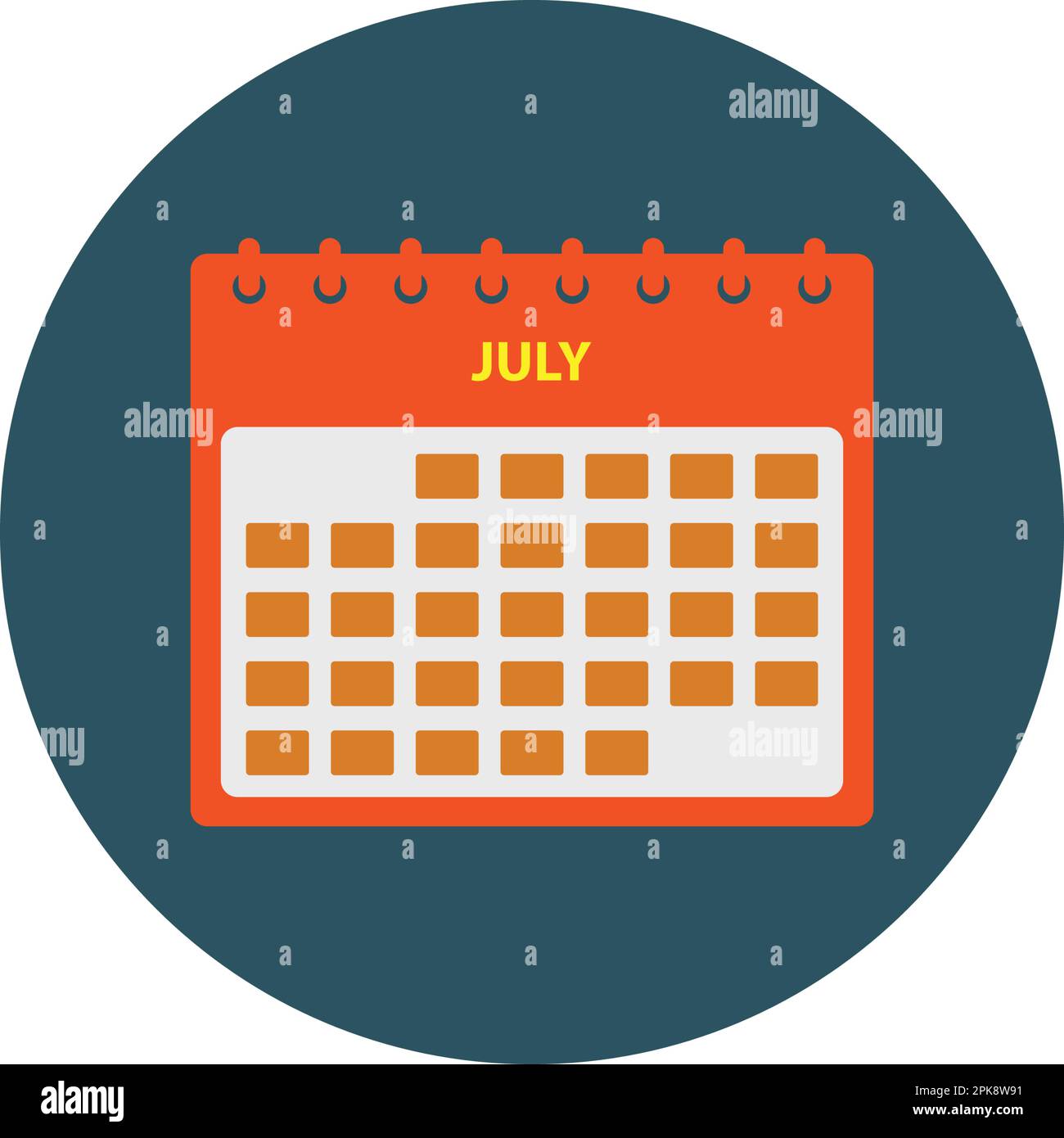 July Calendar Icon. Button style vector EPS Stock Vector Image & Art ...
