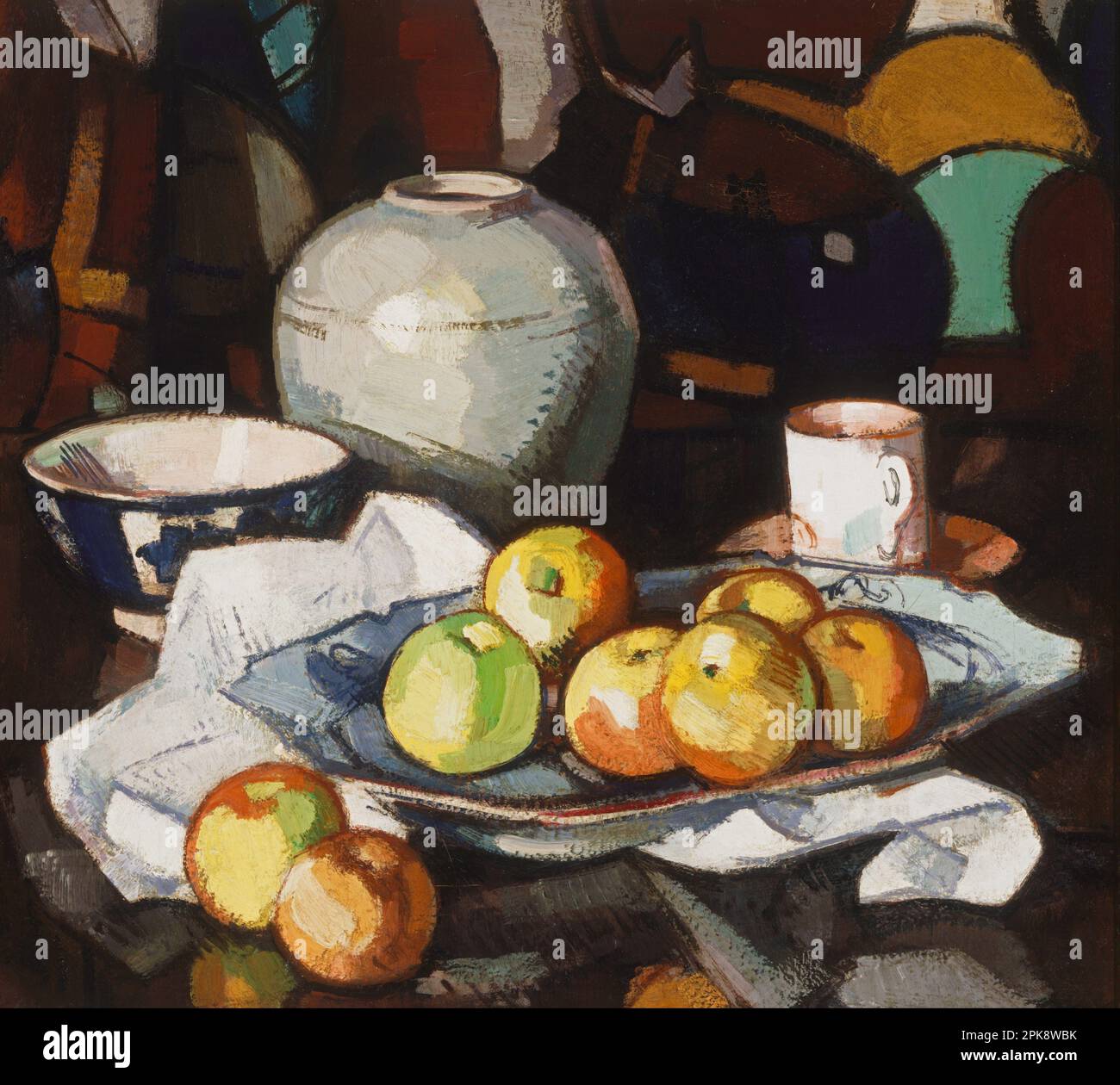 Still life: apples and jar between circa 1912 and circa 1916 by Samuel ...