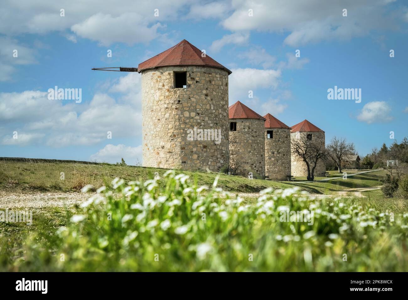 Abandoned Ancient Greek windmills near to Melia village Evros Thrace ...