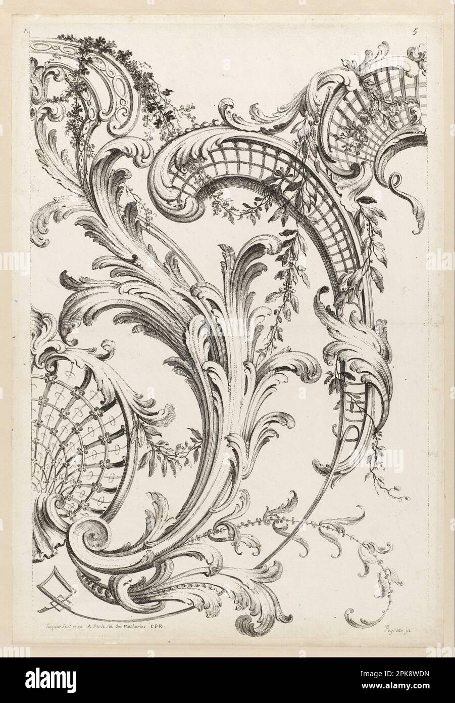 Shell Cartouches and Acanthus Leaf Motif 1740 by Alexis Peyrotte Stock ...