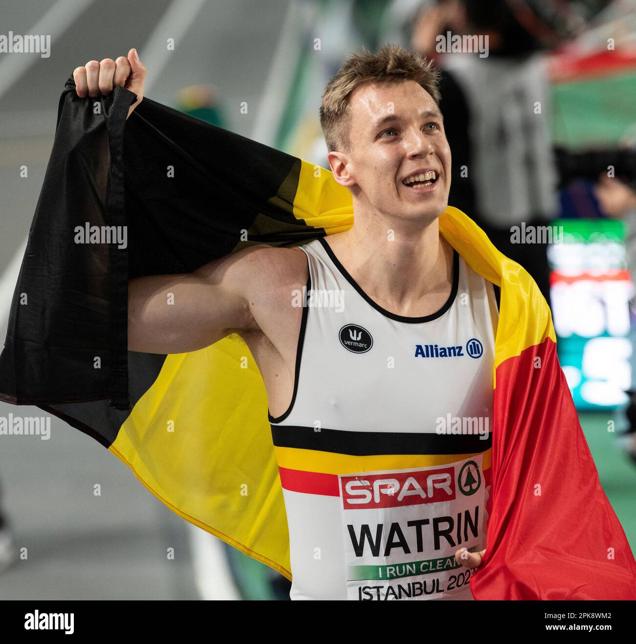 Julien Watrin of Belgium celebrating his second place in the men’s 400m ...