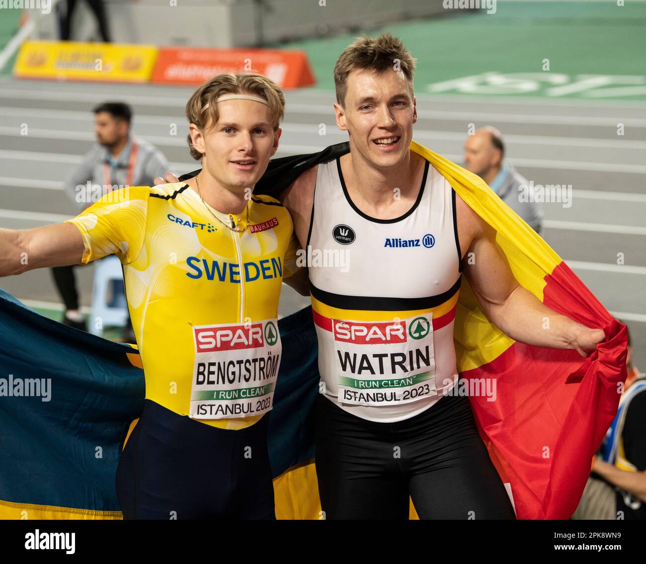 Carl Bengtström of Sweden and Julien Watrin of Belgium celebrating ...