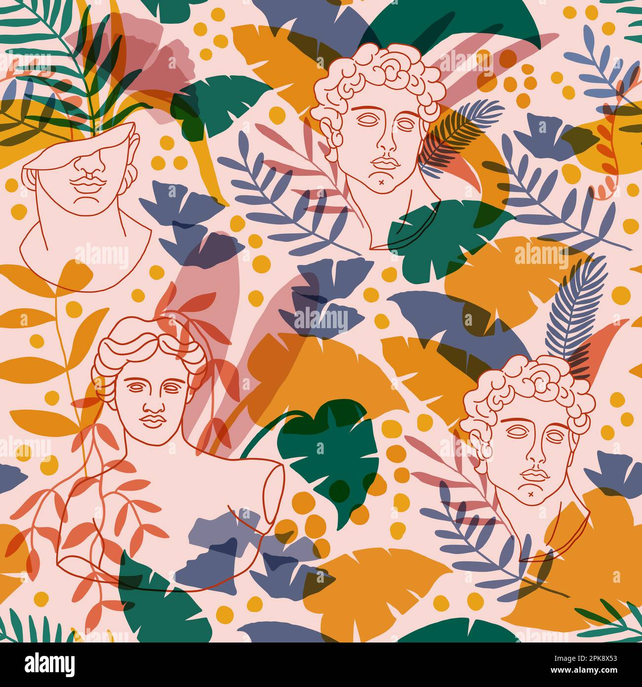 antique ancient greek statue man seamless pattern. Trendy modern vector ...