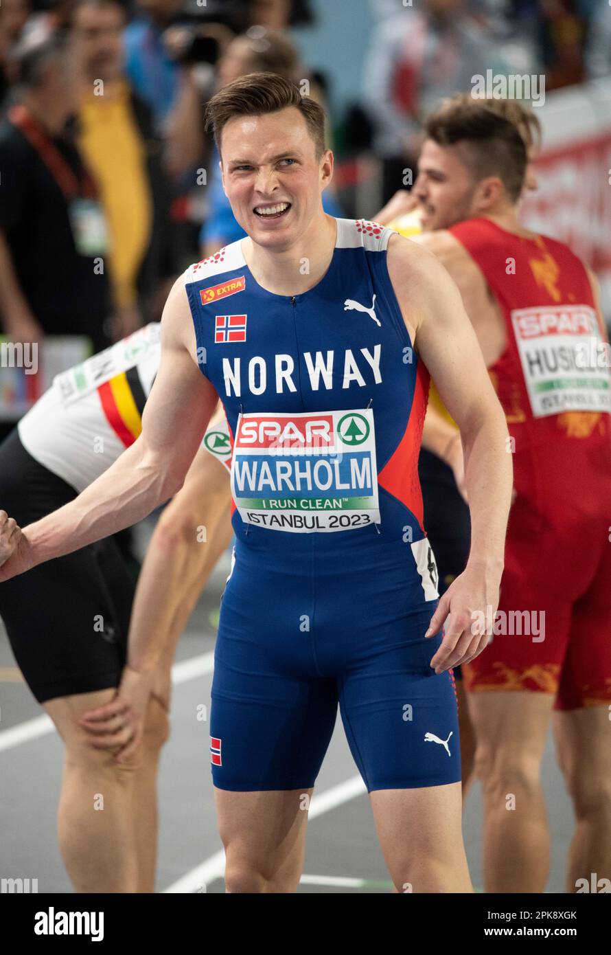 Karsten Warholm of Norway competing in the men’s 400m final at the ...