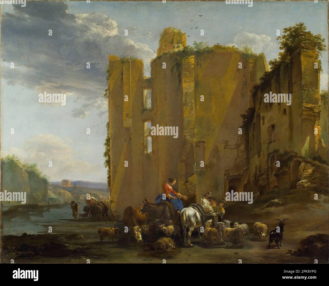 Ruins of Brederode Castle from the south, in an imaginary setting circa ...