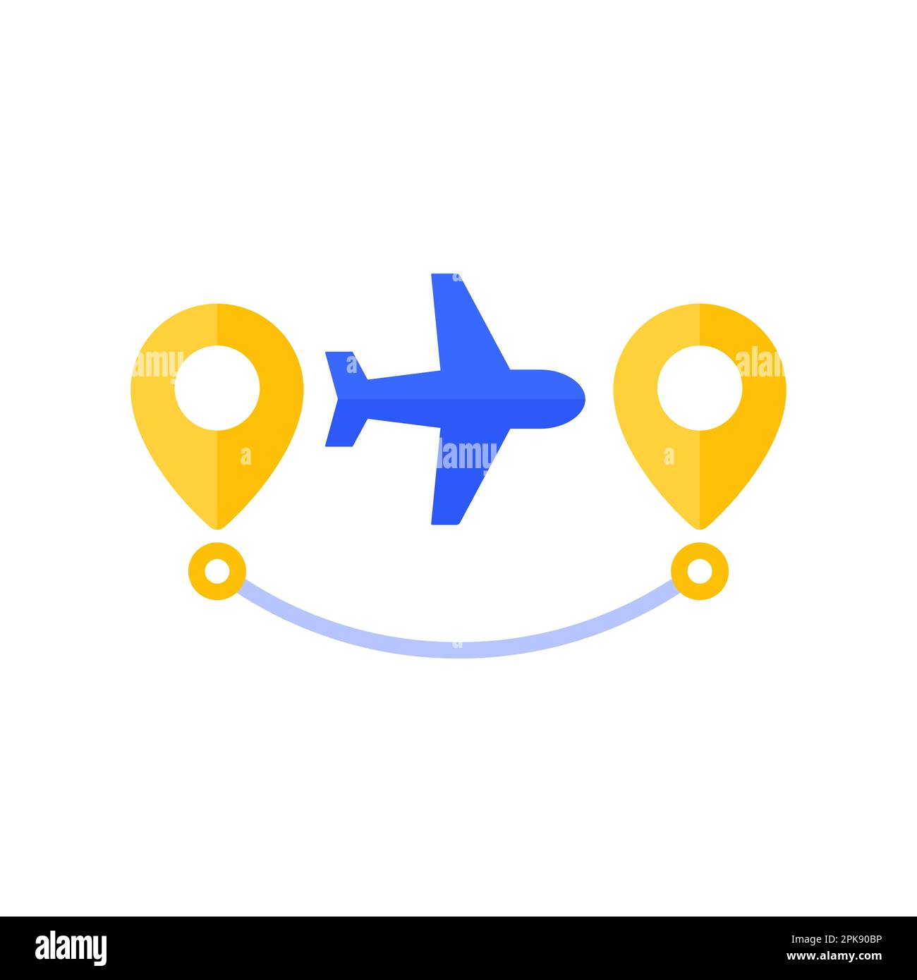 Flight route icon with an airplane, flat vector Stock Vector Image ...