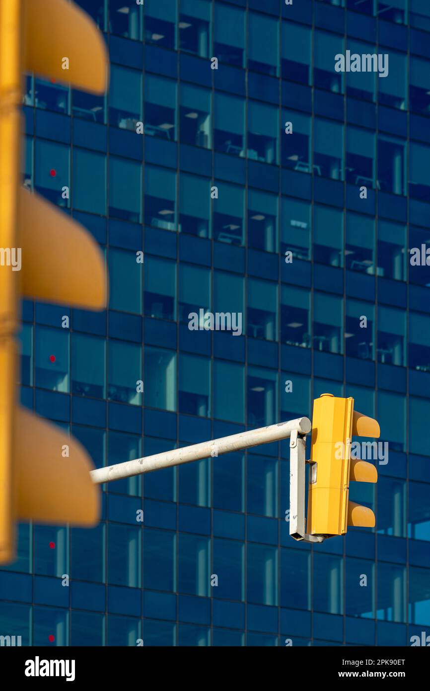 traffic light in a city in an area of modern office buildings Stock ...