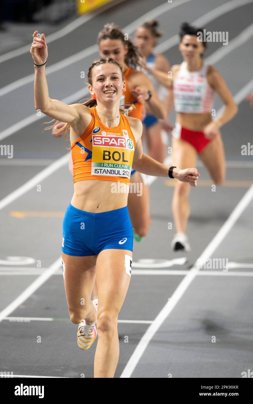 Femke Bol of the Netherlands competing in the women’s 400m final at the ...