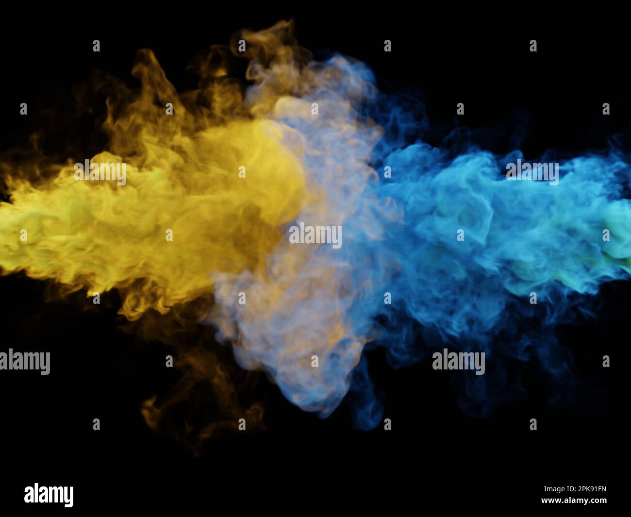 Blue and yellow smoke. 3d render Stock Photo - Alamy