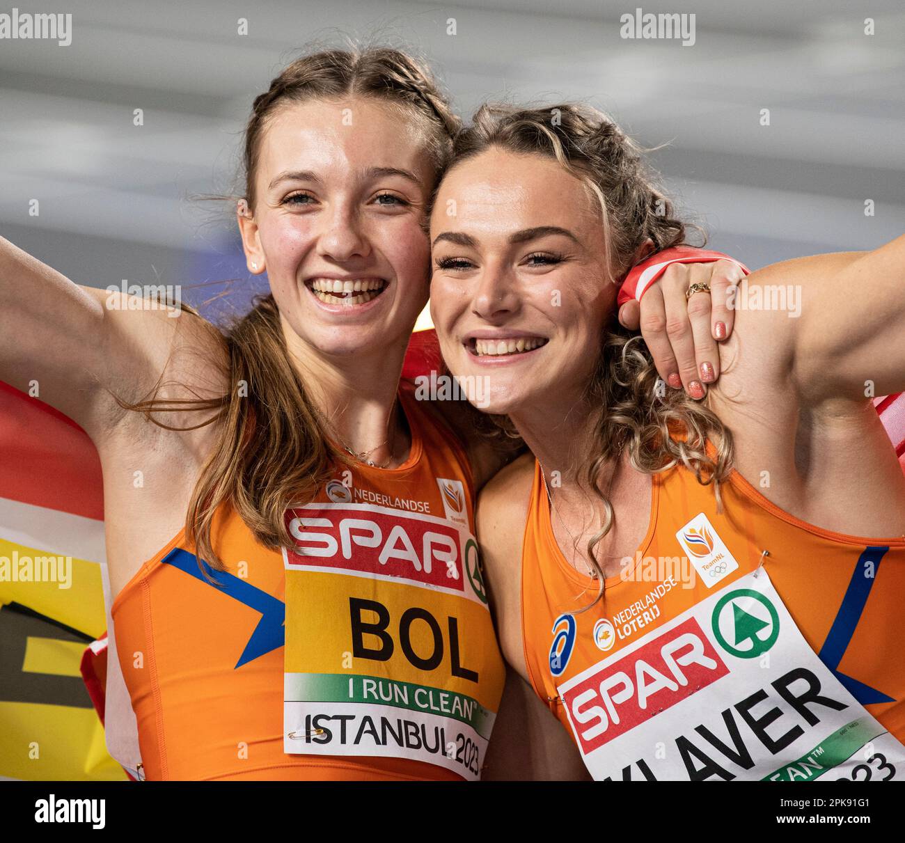 Lieke Klaver and Femke Bol of the Netherlands celebrating after ...