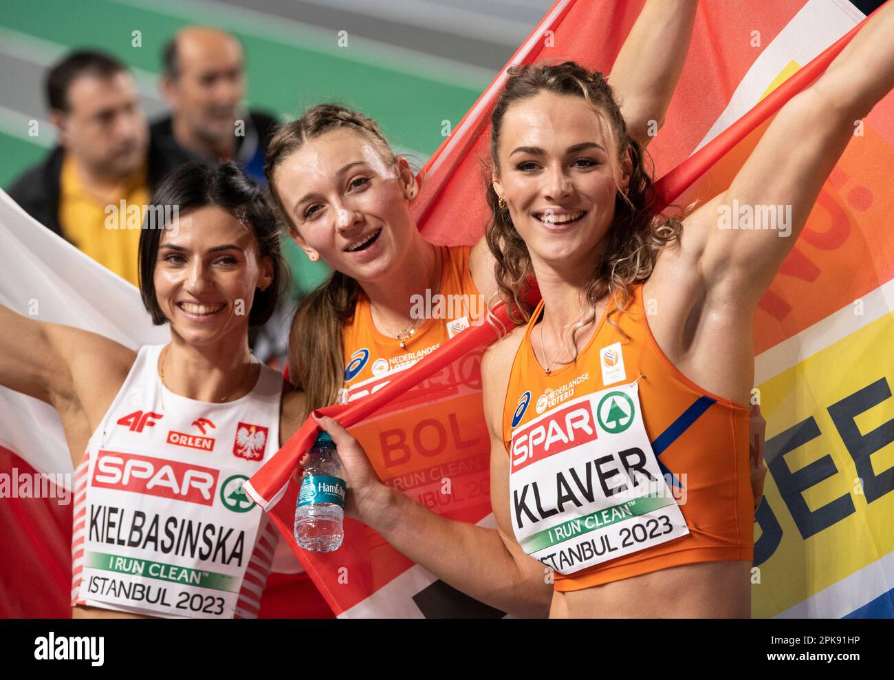 Lieke Klaver and Femke Bol of the Netherlands celebrating after ...