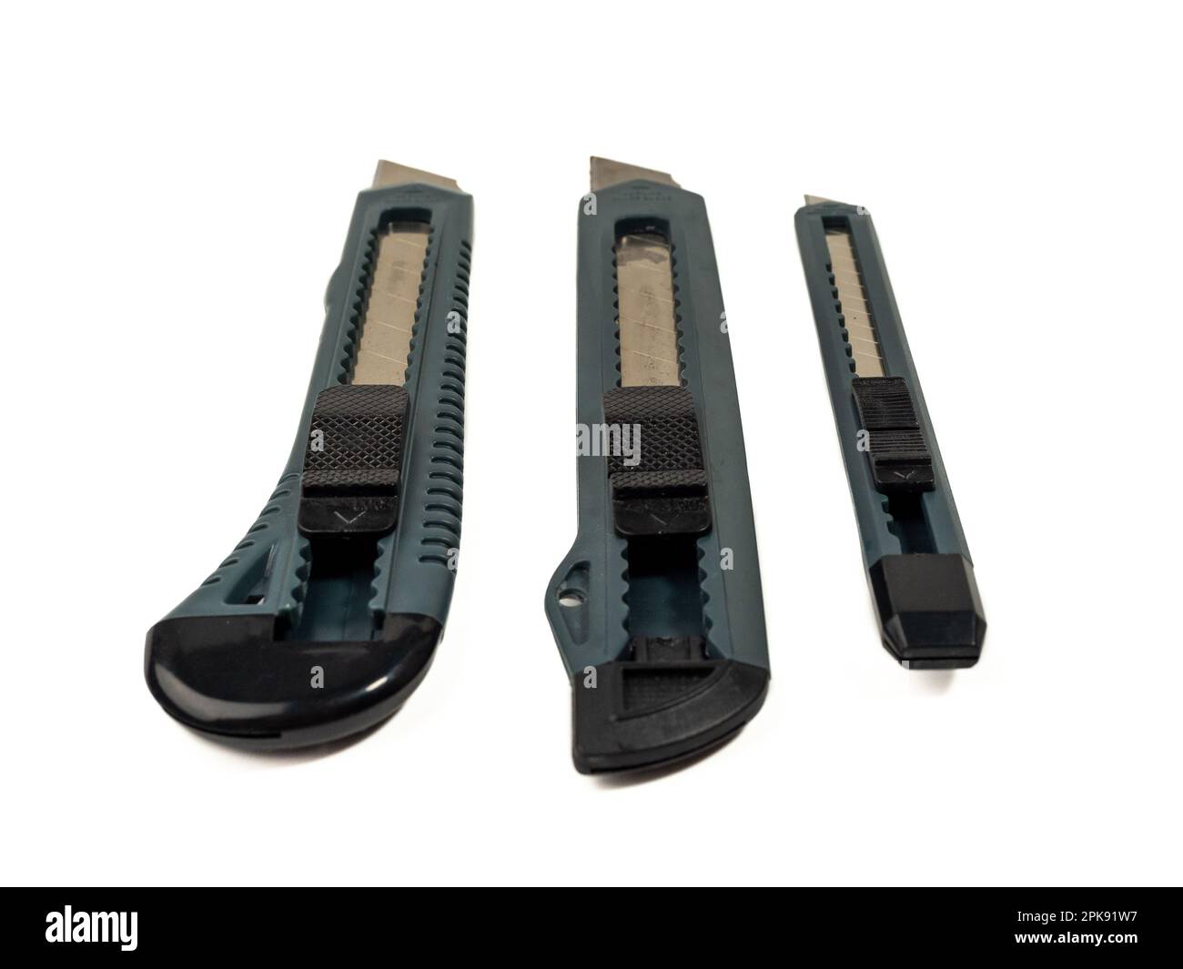 Set of box cutter on a white background. Stationery knife set Stock ...