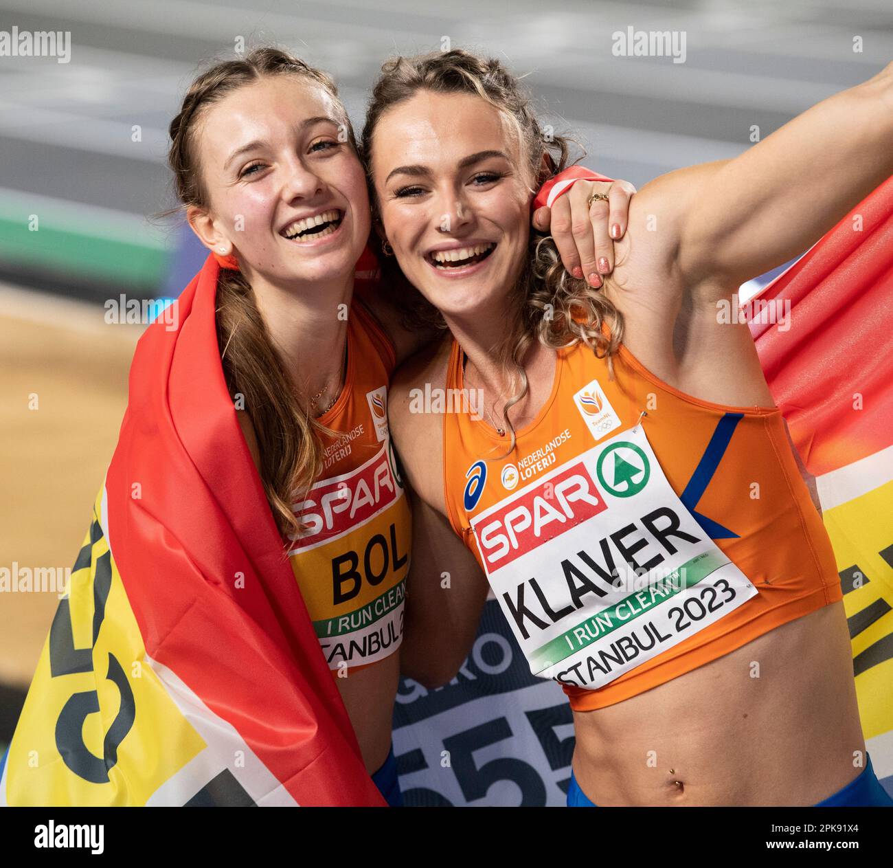Lieke Klaver and Femke Bol of the Netherlands celebrating after ...