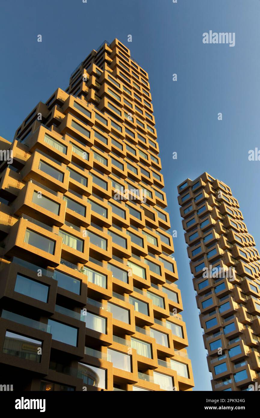 Two new skyscrapers constructed in Stockholm in warm sunlight Stock ...