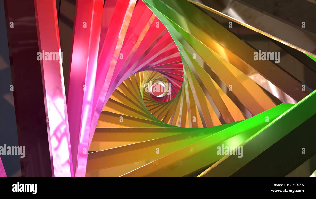 3d abstract tunnel. Glowing neon ring light in tunnel. Multicolor ...